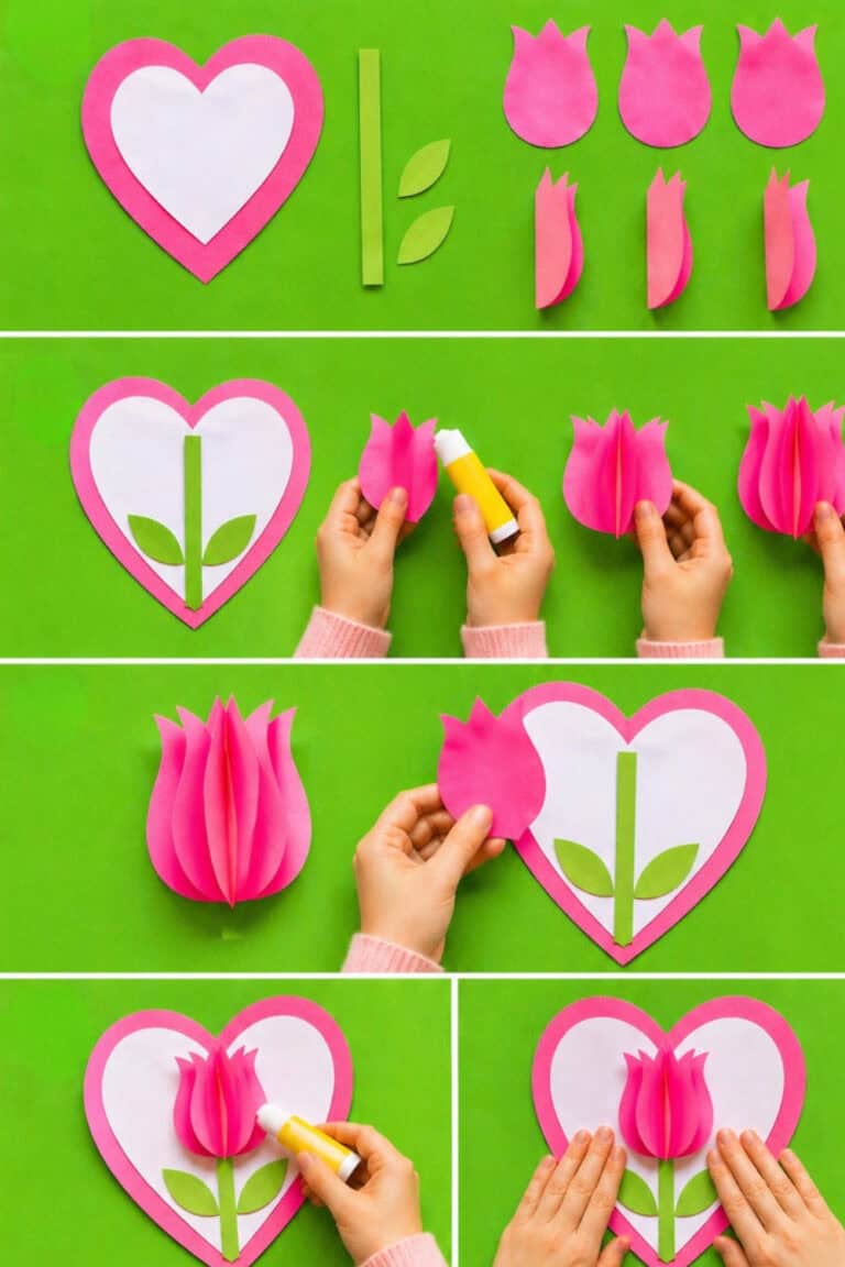 Easy 3D Tullip in a Heart Card (for Mother's Day)